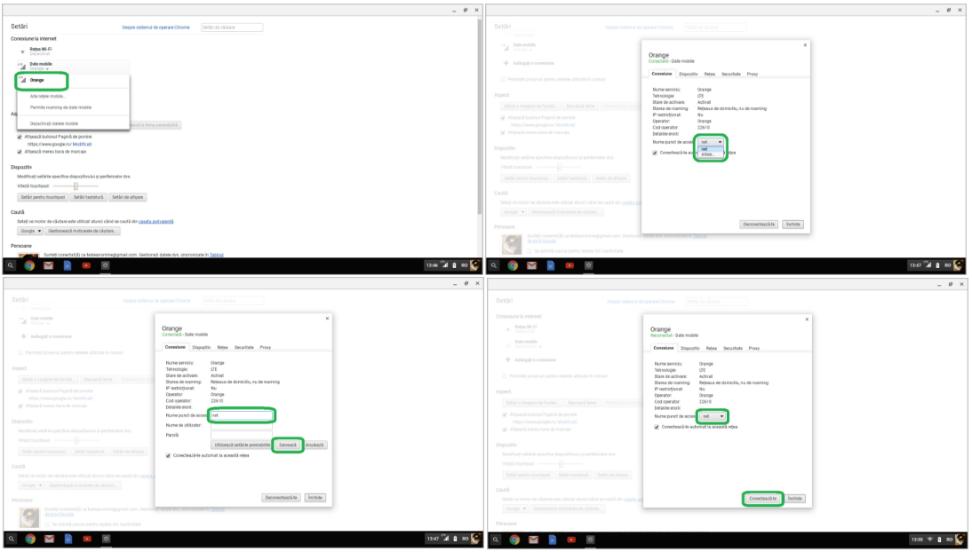 chromebook, setari internet