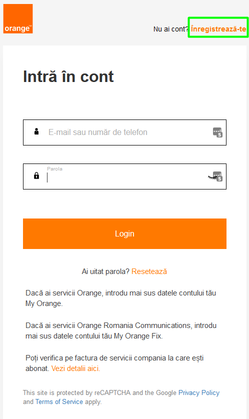 Cum îmi creez un cont online My Orange Fix? | Orange Help